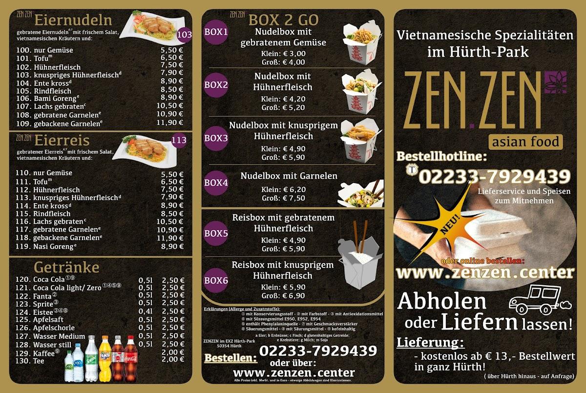 Speisekarte von ZEN ZEN - Asian Kitchen restaurant, Hürth