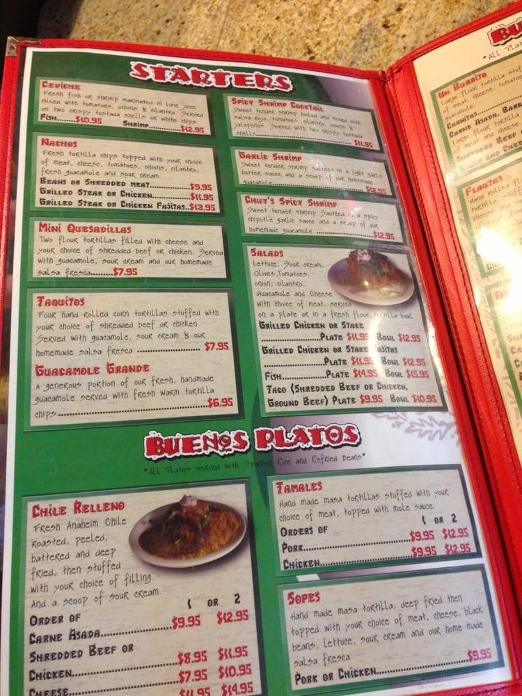 Menu at El Mariachi restaurant, Kapolei