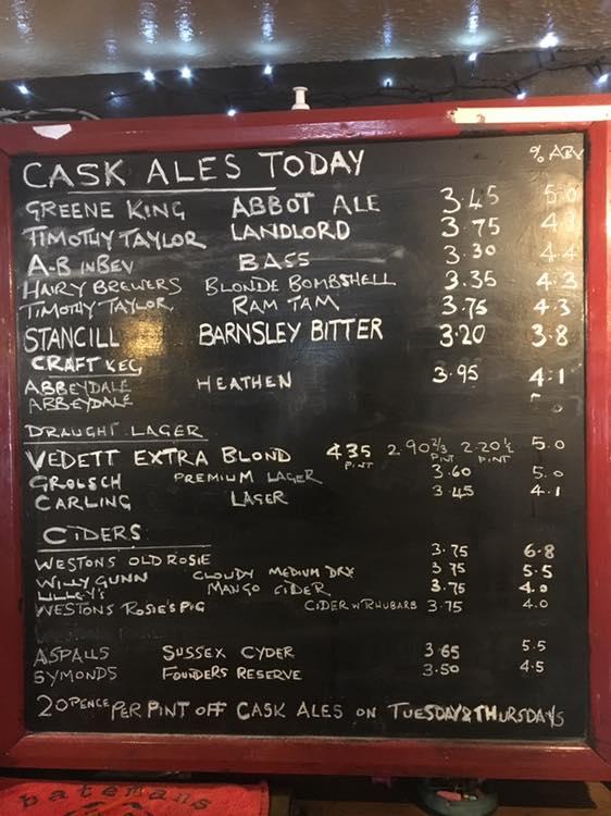 Menu at King William pub & bar, Belper, The Bridge