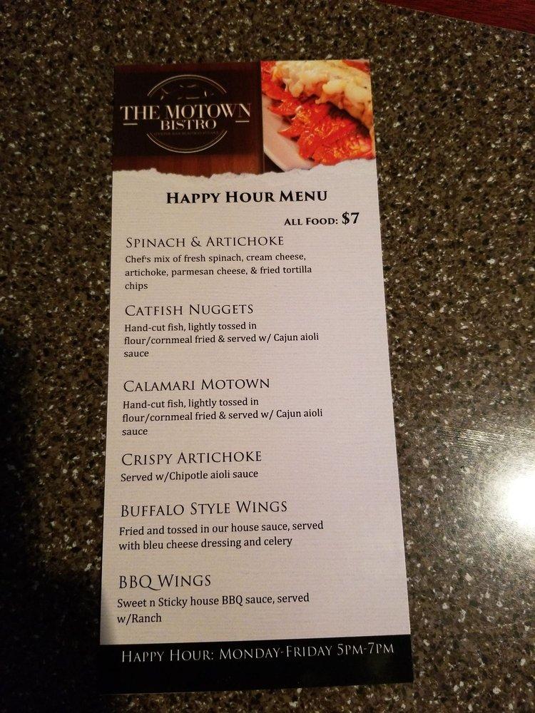 Menu at The Motown Bistro steakhouse, Detroit