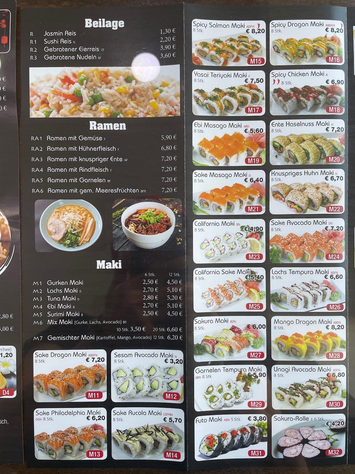 Menu at sheng restaurant, Vienna