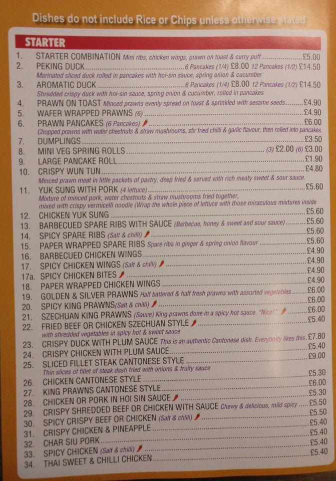 Menu at House of Mr Li fast food, Sutton Coldfield