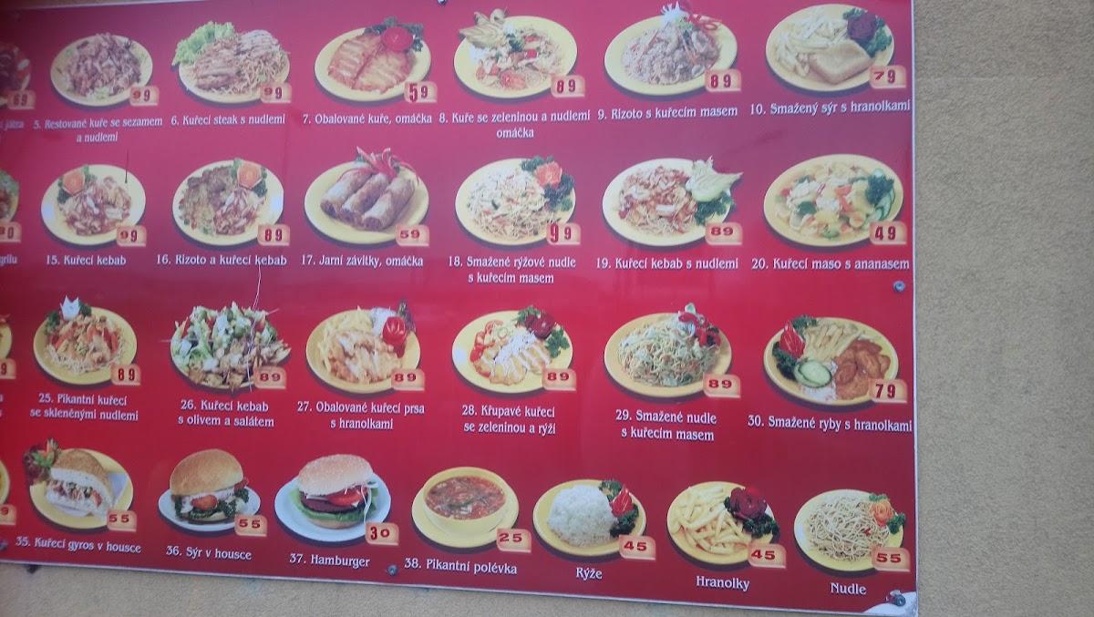 Menu at Kebab restaurant, Czech Republic