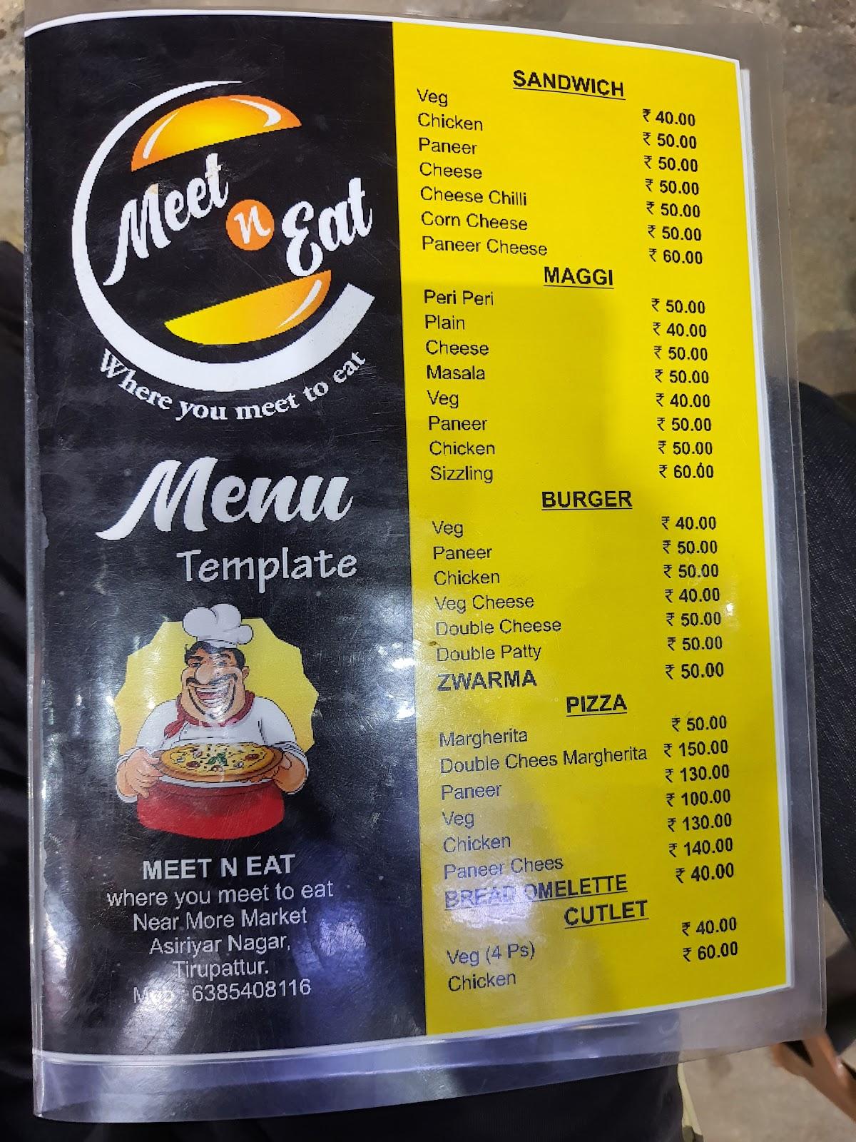Menu at Meet n Eat, Tirupattur