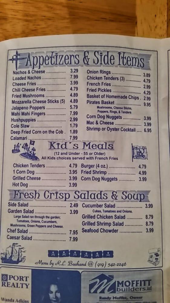 Menu at Pirates Deck pub & bar, Oak Island, E Oak Island Dr