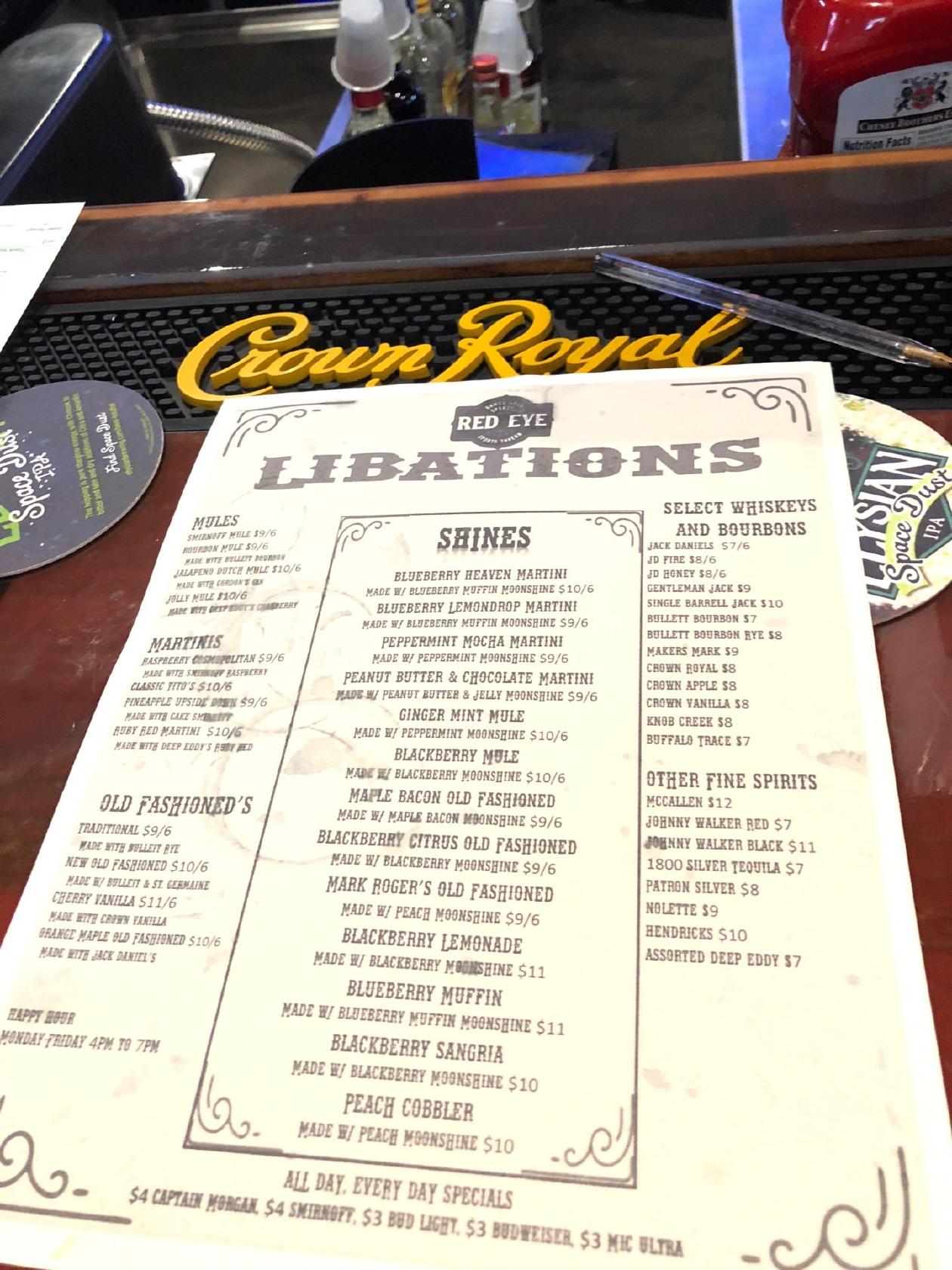 Menu at Red Eye Sports Tavern pub & bar, Winter Springs