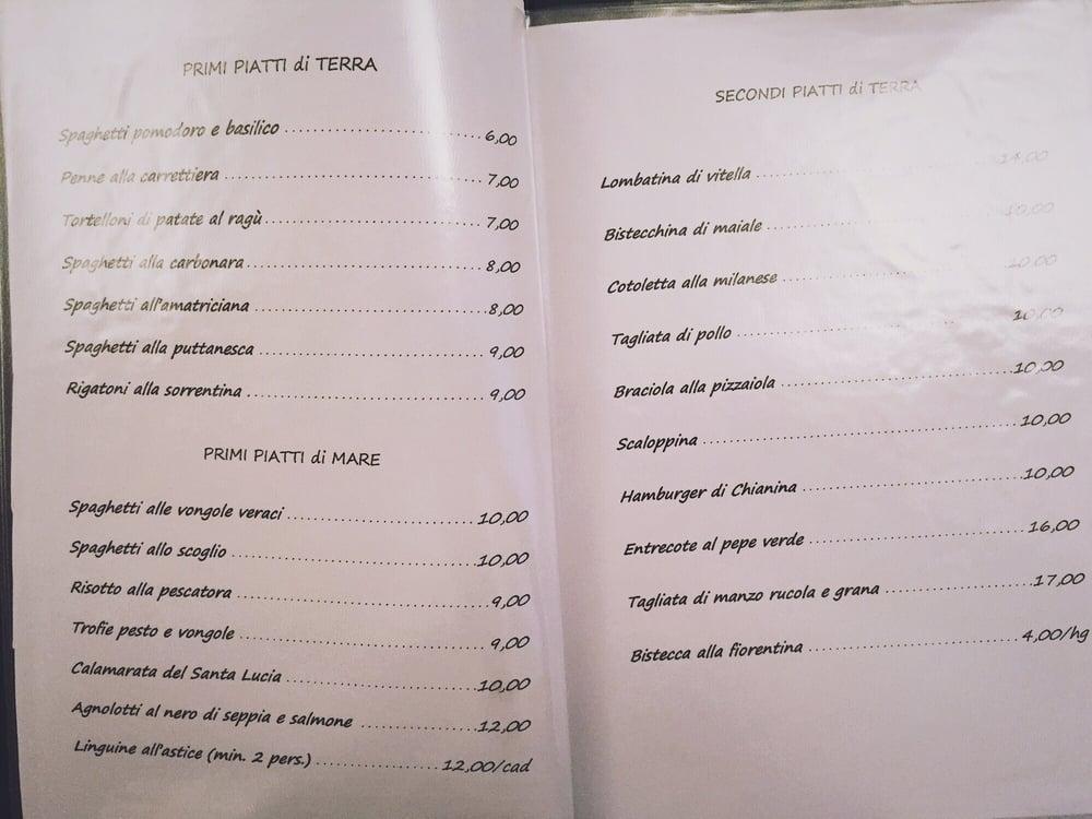 Menu at Santa Lucia - Firenze pizzeria, Florence