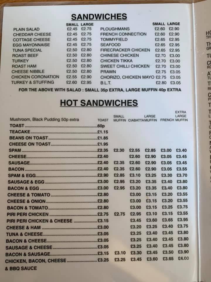 Menu at The Chambers Cafe, Oldham, 14