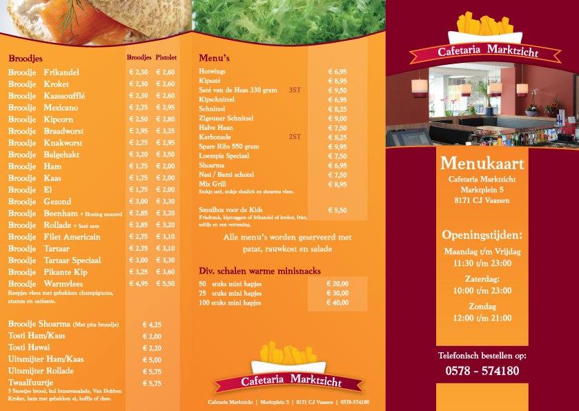 Menu at Cafetaria, Vaassen