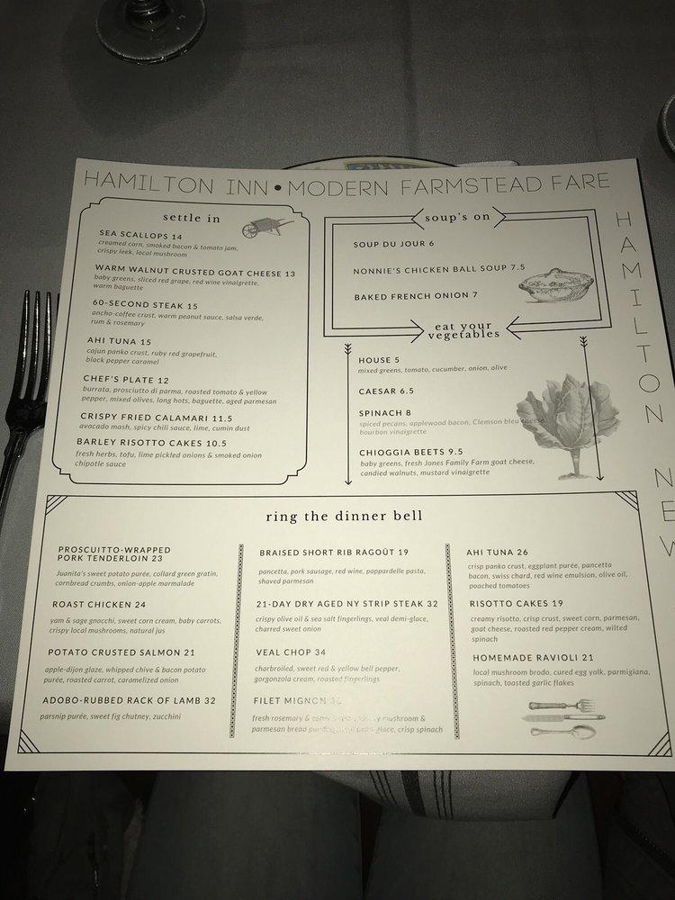 Menu at Hamilton Inn restaurant, Hamilton, E Lake Rd