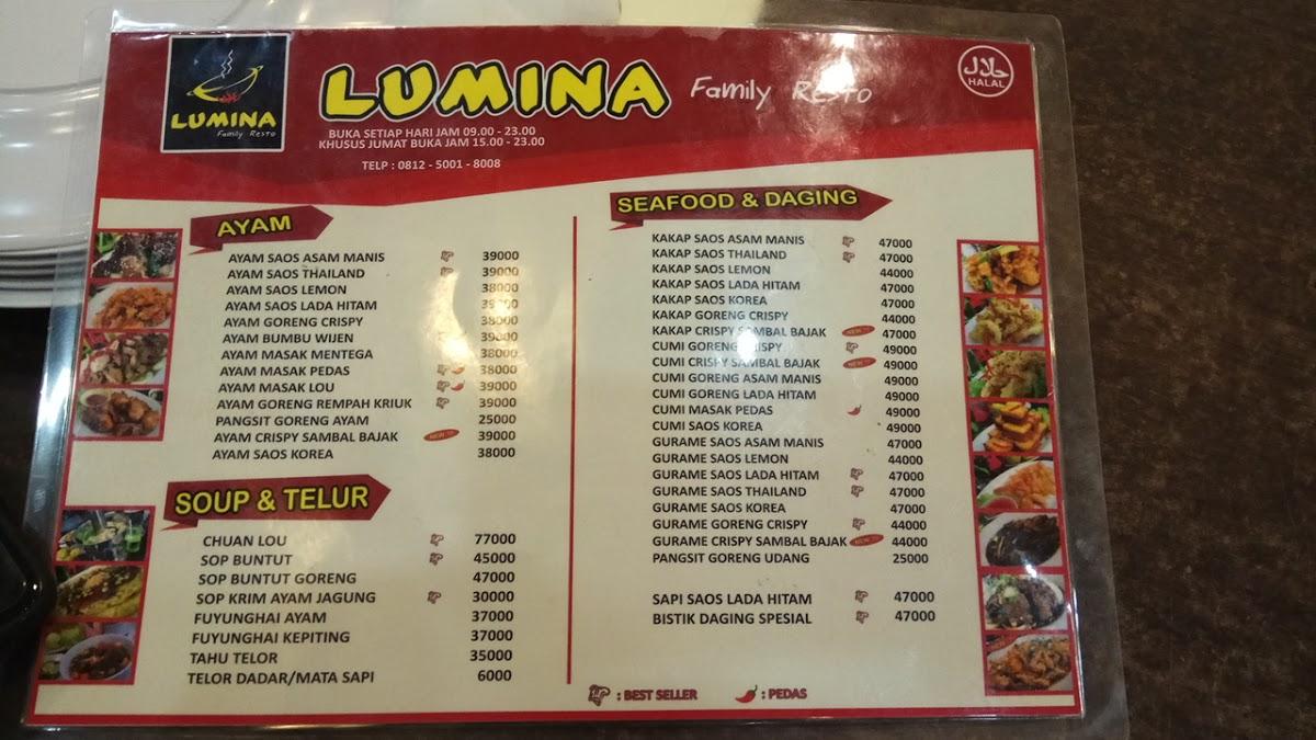 Menu at Lumina Family Resto restaurant, Banjarmasin, Jl. A. Yani