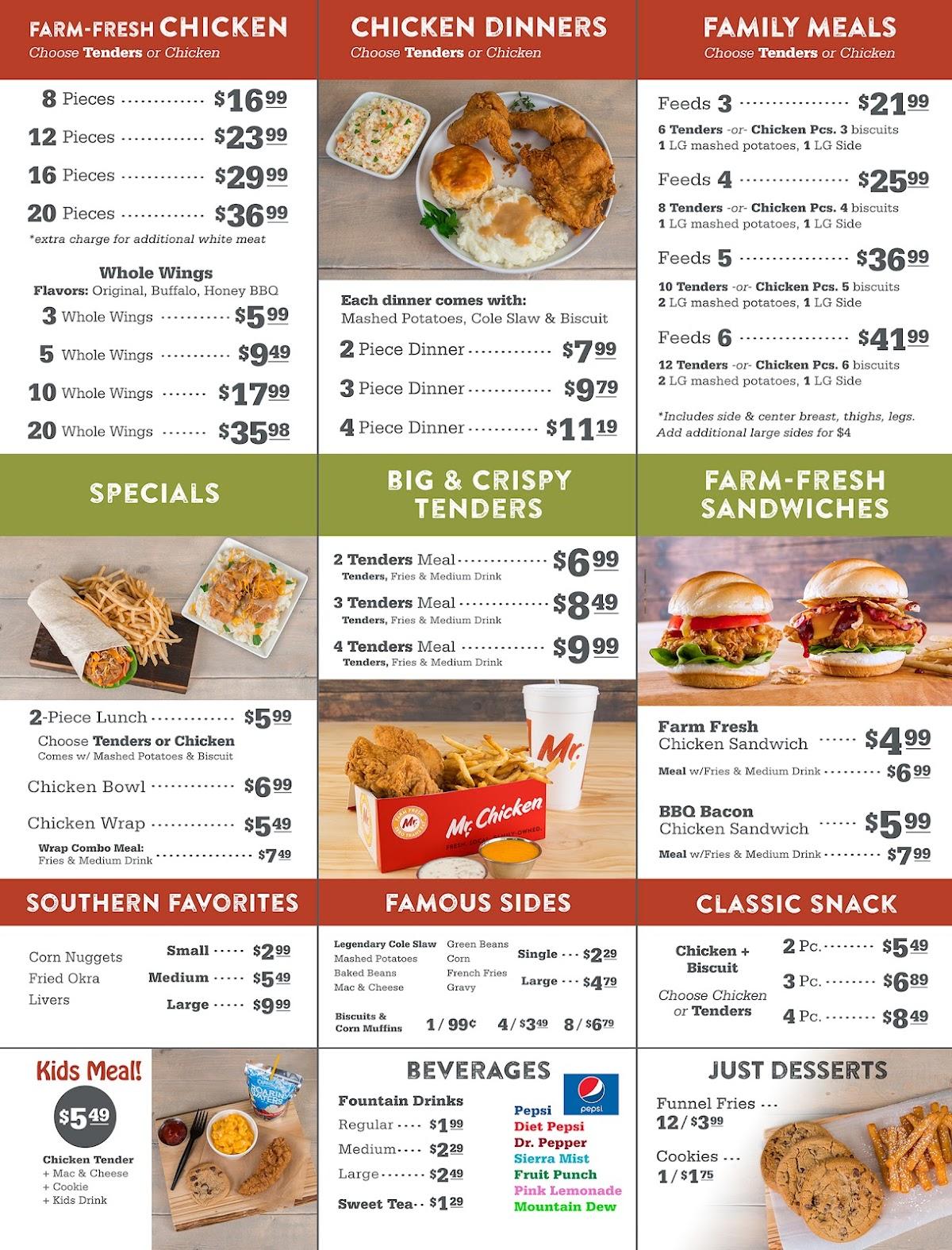 Menu at Mr. Chicken fast food, South Euclid