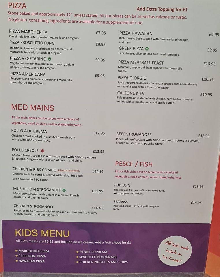 Menu at Cloud nine hornsea restaurant, Hornsea