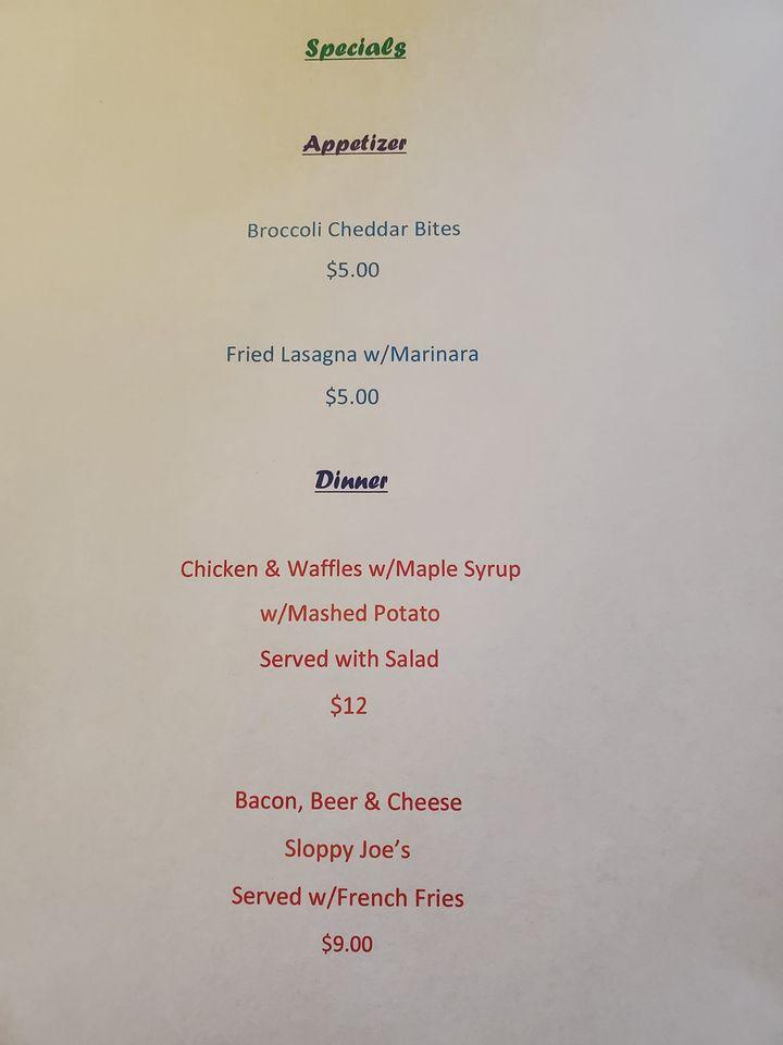 Menu at Eagle View Saloon pub & bar, USA, Hancock Hwy