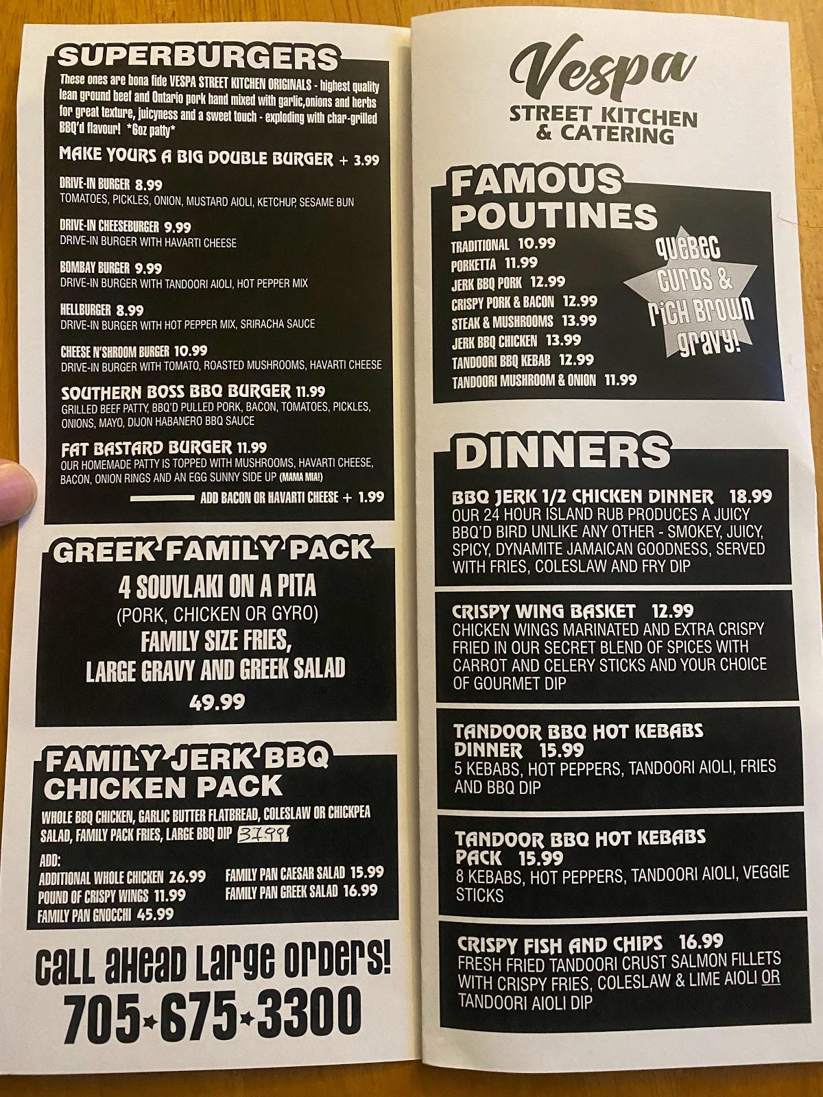 Menu at Vespa Street Kitchen and Catering fast food, Sudbury, 359 ...