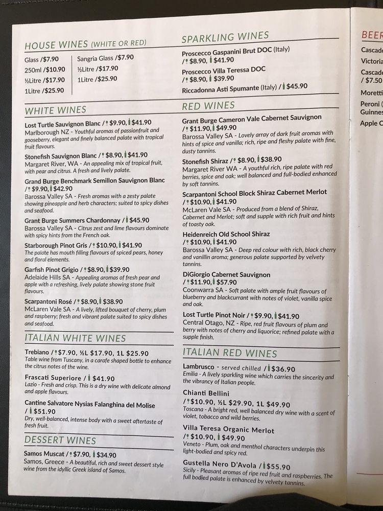 Carta de Caminetto Italian Restaurant and Pizzeria, The Rocks, 13-17 ...
