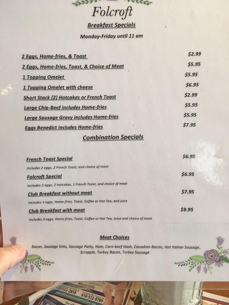 Menu at Folcroft Diner restaurant, Folcroft