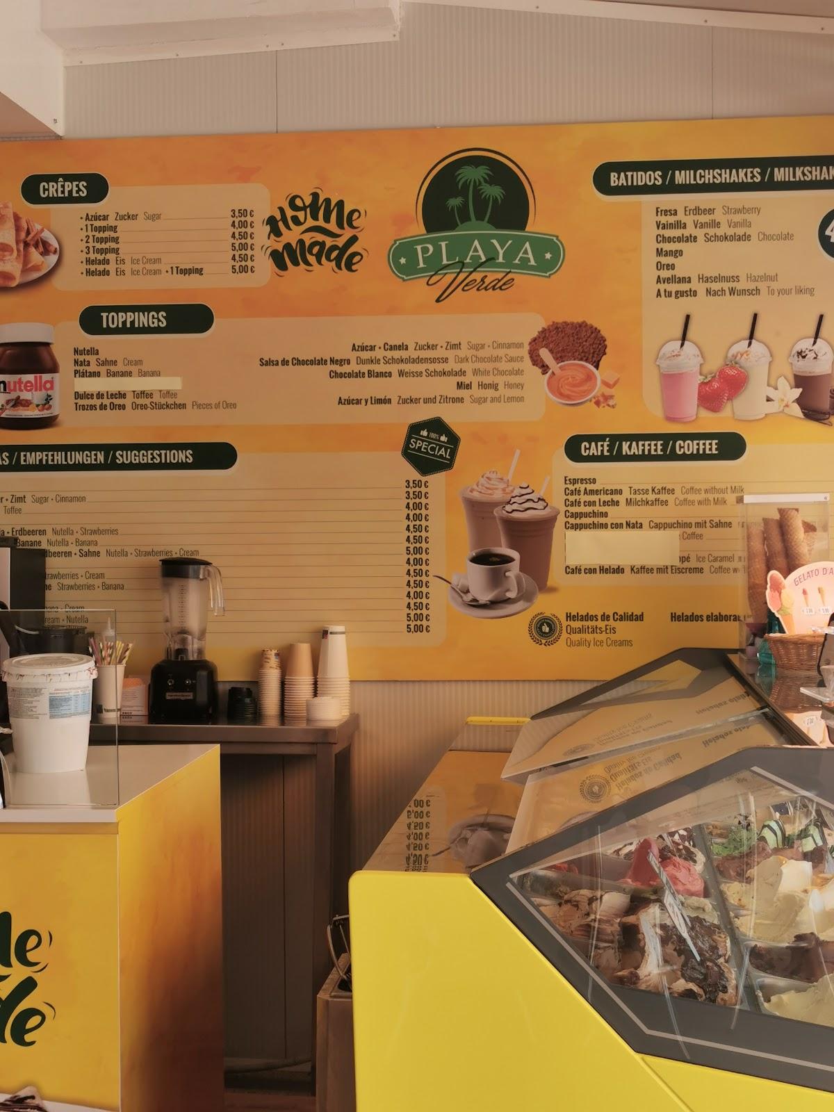 Menu at Playa Verde pizzeria, Cala Millor