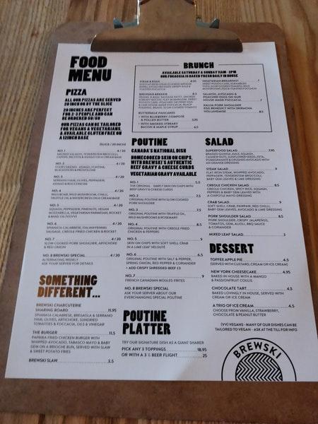 Menu at Brewski Bar, Manchester, 537-539 Wilbraham Rd