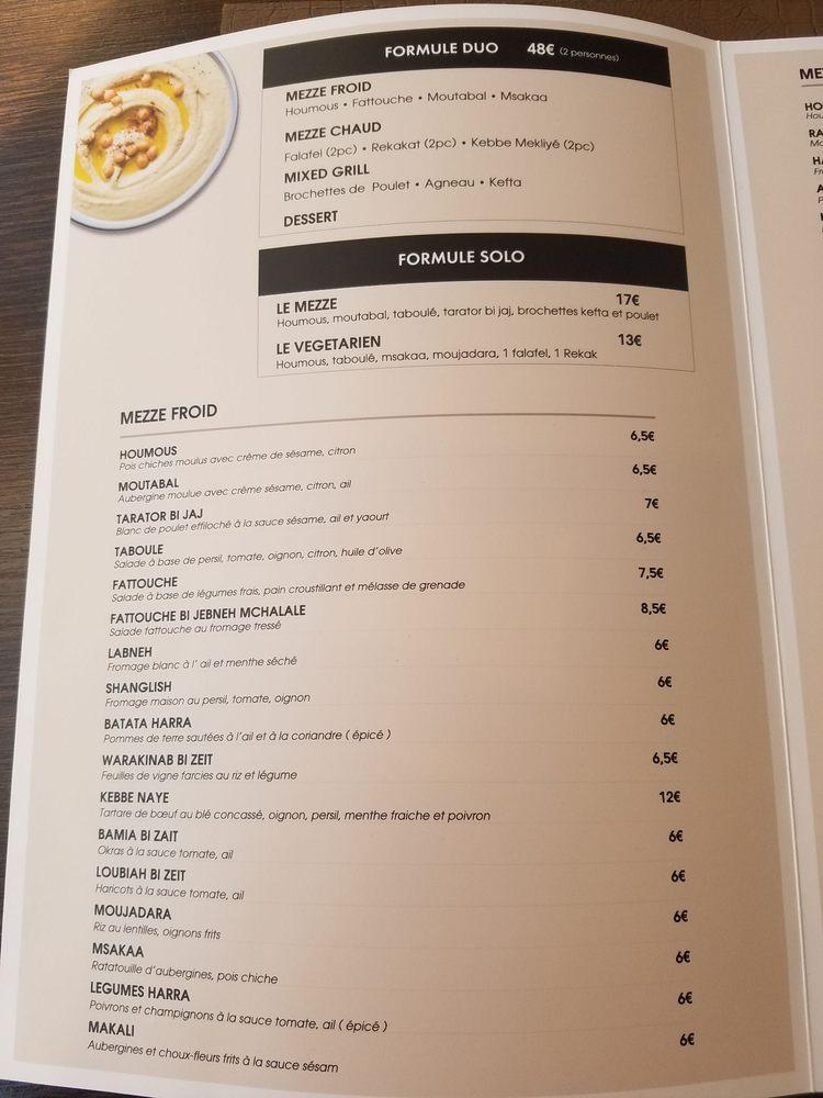 Speisekarte von Le Mezze, Brussel, Chau. de Louvain