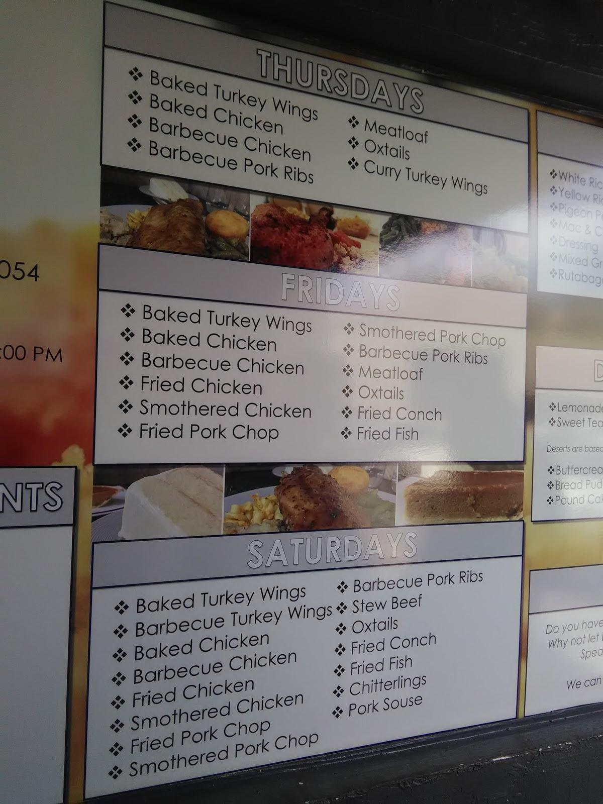 Menu at Nat's Catering Services restaurant, Opa-locka