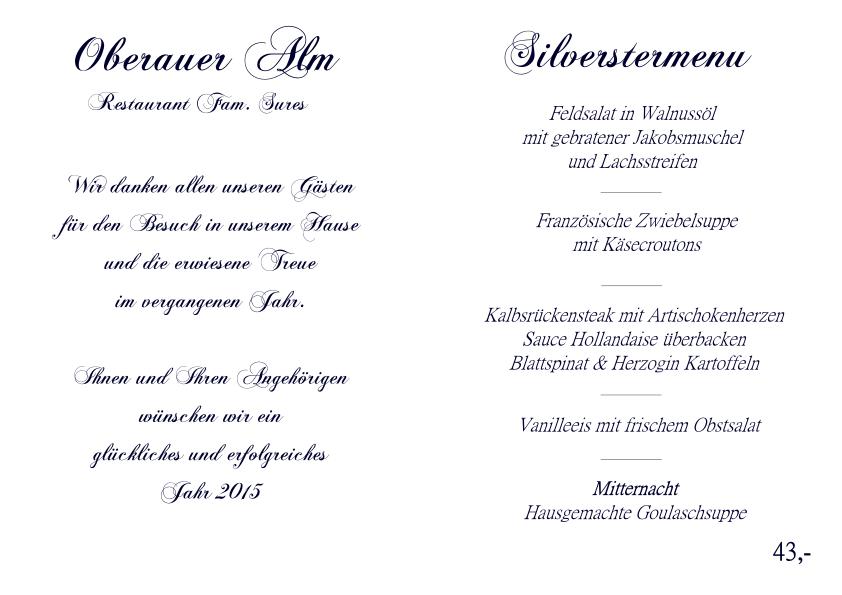 Menu at Oberauer Alm pub & bar, Oberau