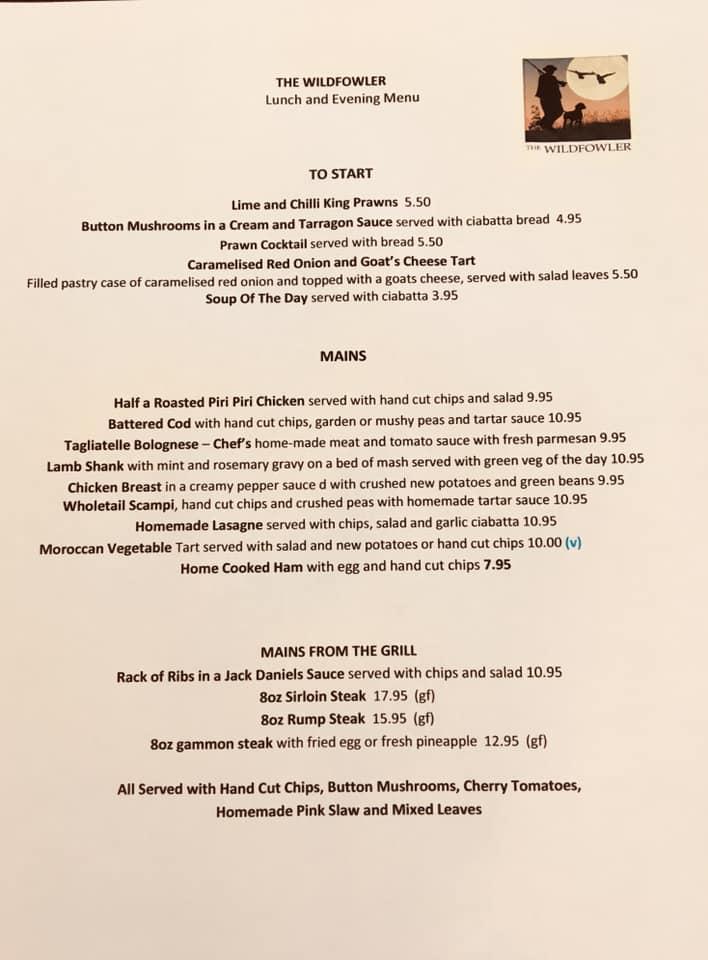 Menu at The Wildfowler pub & bar, Terrington Saint Clement