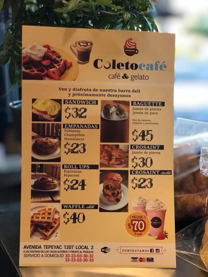 Menu at Coleto CAFE, Zapopan