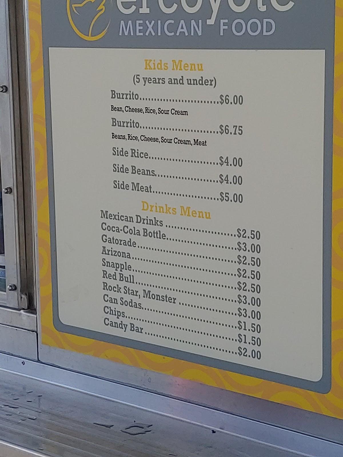 Menu at El Coyote restaurant, Sonoma