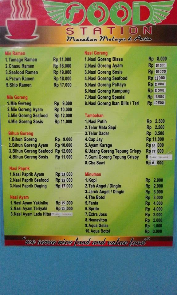 Menu at Food Station restaurant, Pati, Jl. Dr. Setia Budi