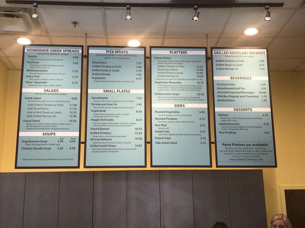 Menu at Samos Restaurant, Baltimore, 600 Oldham St