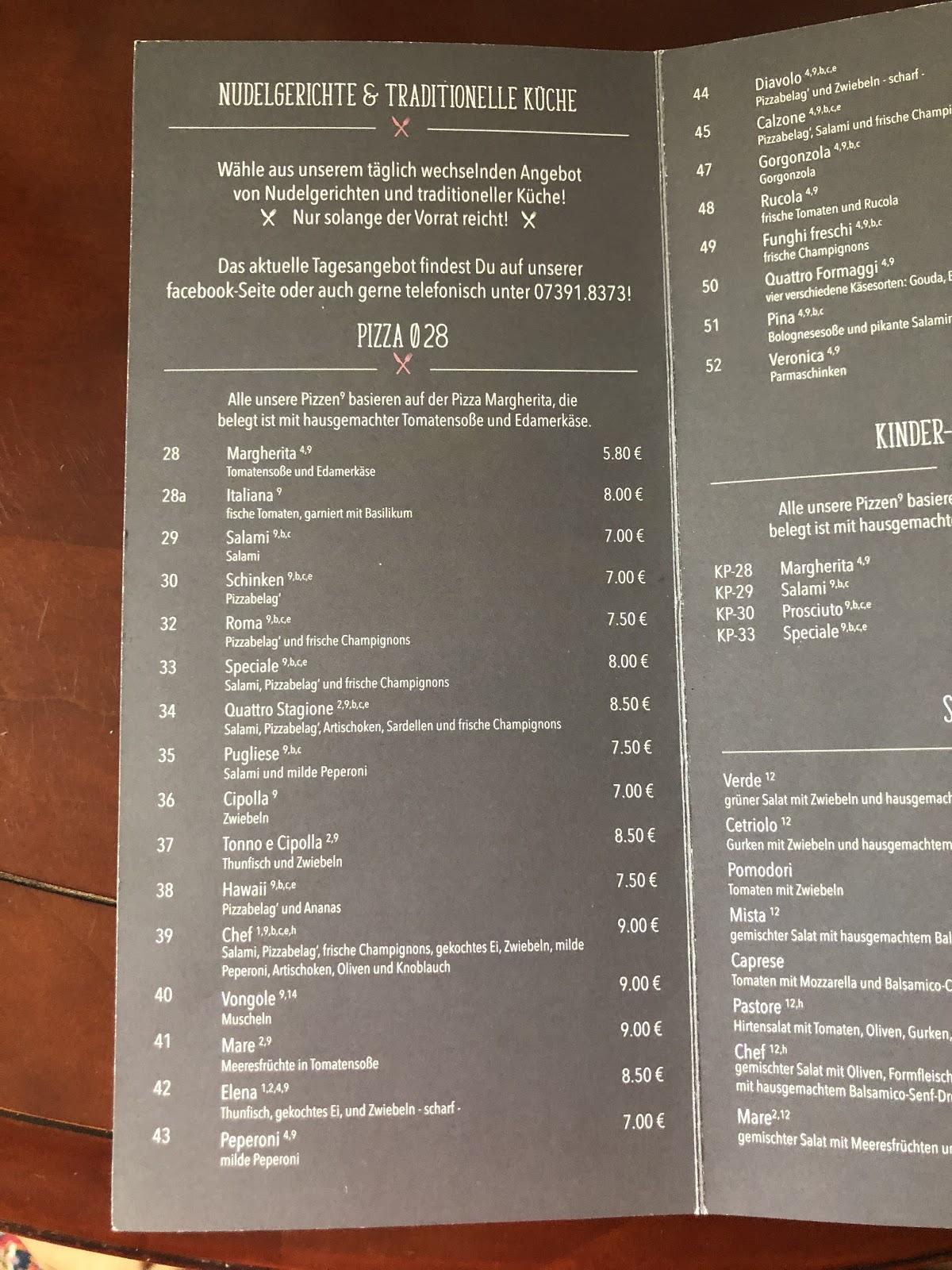 Speisekarte von Sempre Noi restaurant, Ehingen (Donau)