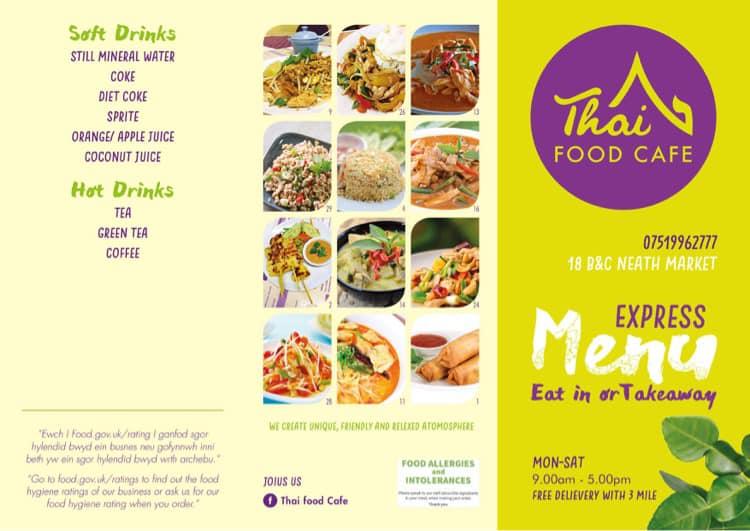 Menu at Thai food cafe, Neath, General Market
