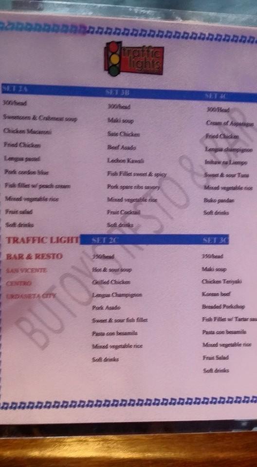 Menu at Traffic Lights Bar & Resto, Urdaneta City