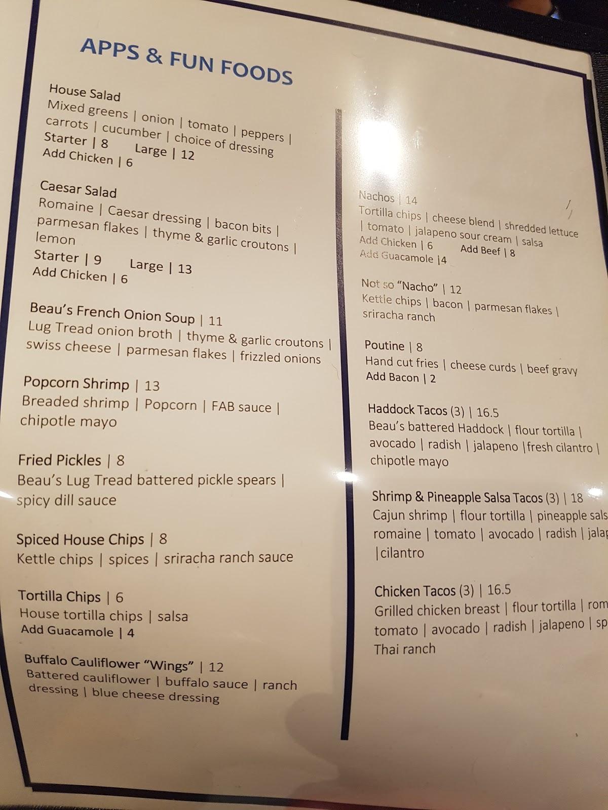 Menu at Winners Sports Bar, Cornwall