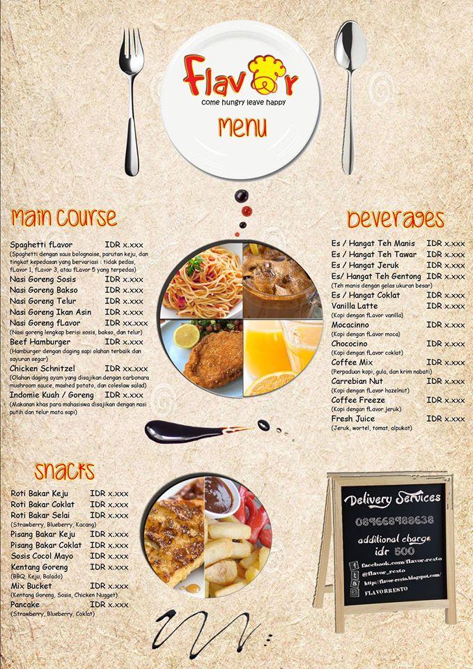 Menu at fLavor cafe, Semarang