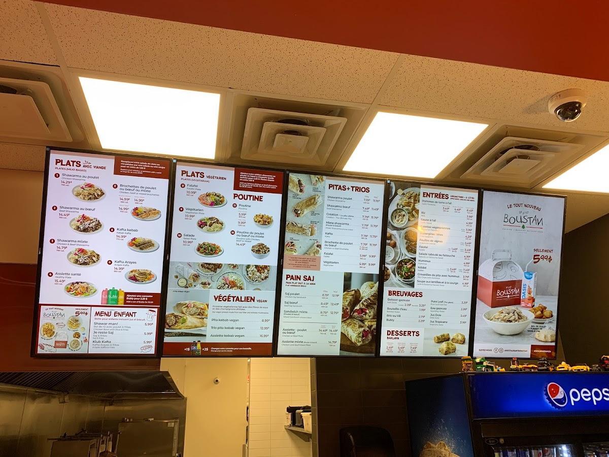 Menu au Restaurant Boustan, Mascouche