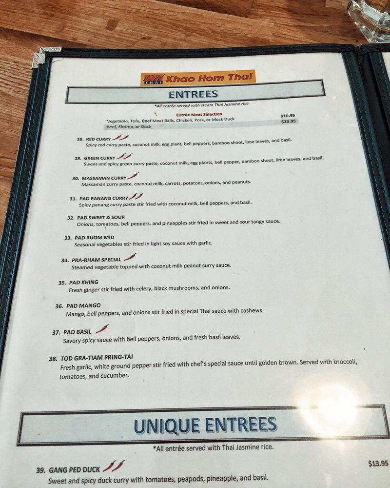 Menu at Khao Hom Thai Restaurant Minneapolis, Minneapolis