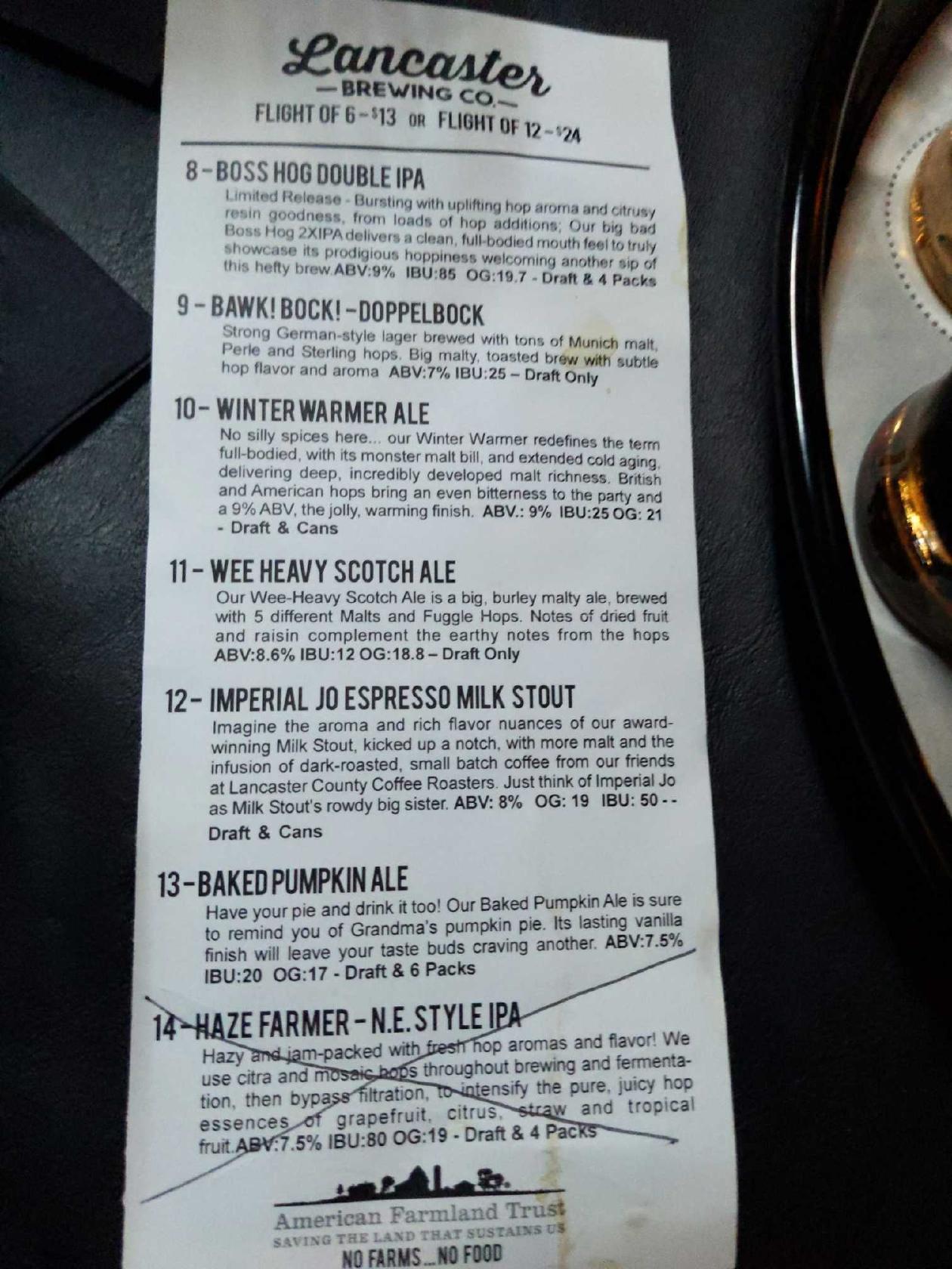 Menu at Lancaster Brewing Company - Harrisburg pub & bar, Harrisburg
