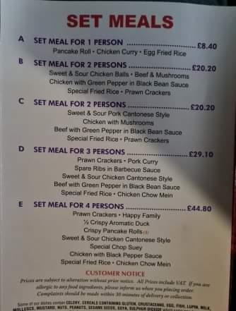 Menu at Lucky 6 Takeaway fast food, Doncaster