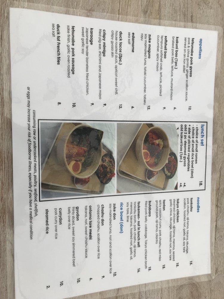 Menu at Momosan Waikiki restaurant, Honolulu