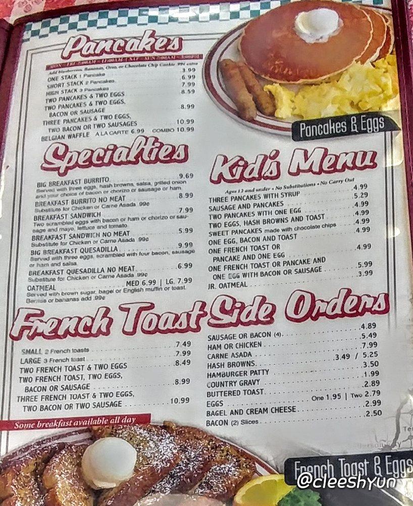 Menu at Roy's Cafe, Barstow