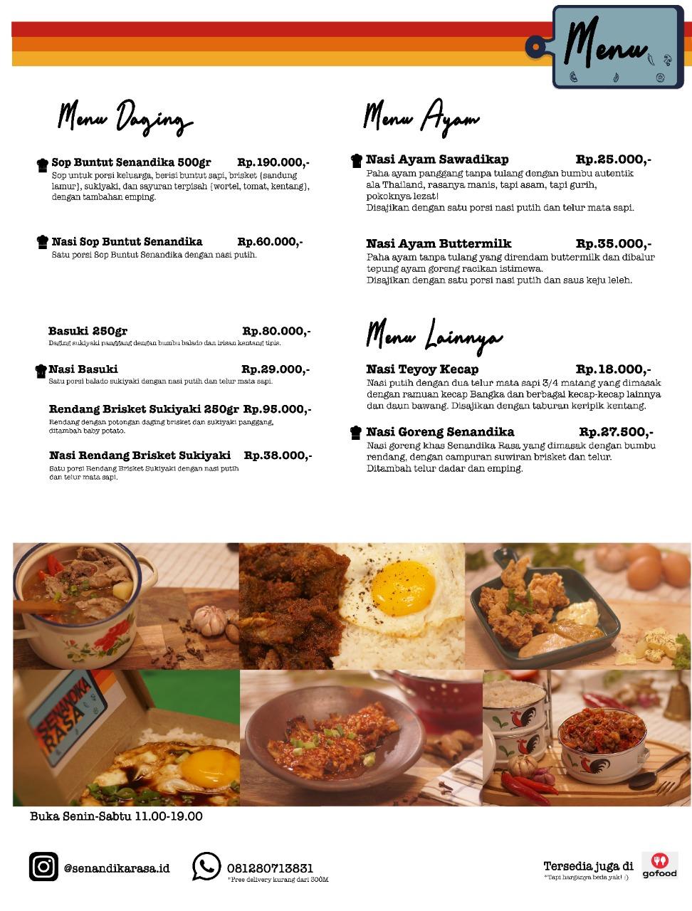 Carta del restaurante Senandika Rasa, South Jakarta