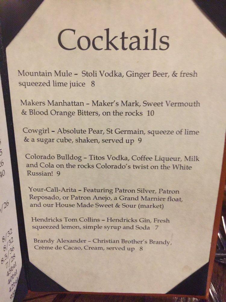 Menu at Castle Cafe, Castle Rock