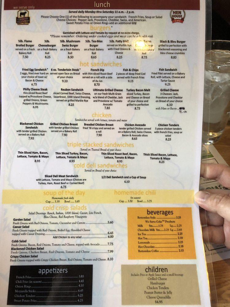 Menu at Hen House Cafe, Eagle