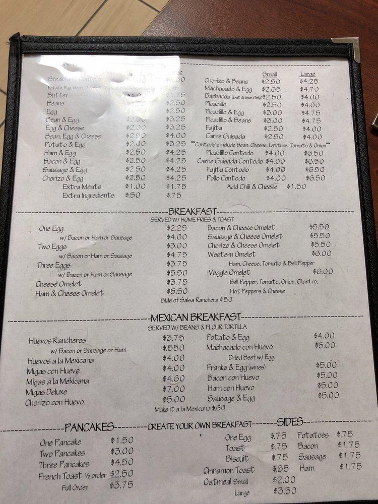 Menu at Isabel's Cafe, Port Isabel