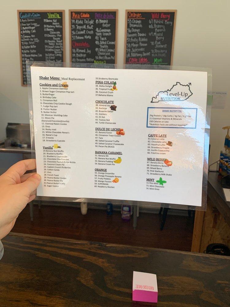 Menu at Level Up Nutrition pub & bar, Lexington