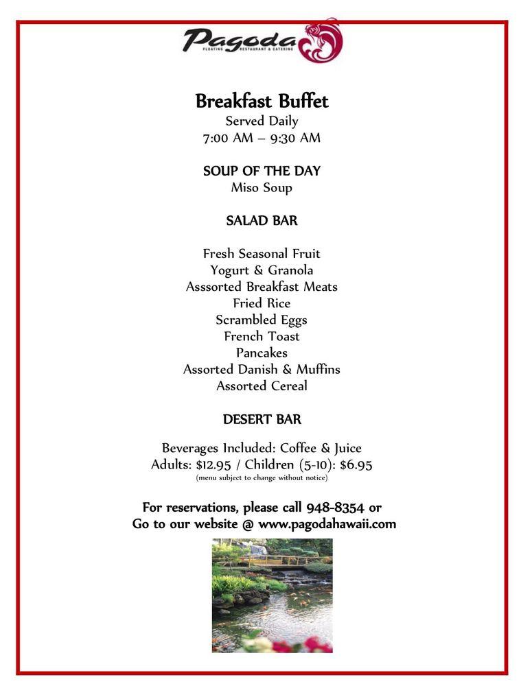 Menu at Pagoda Restaurant & Catering, Honolulu