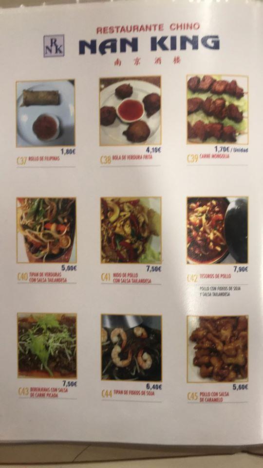Carta de Restaurante Chino Nan King, San Vicente del Raspeig, Carretera ...