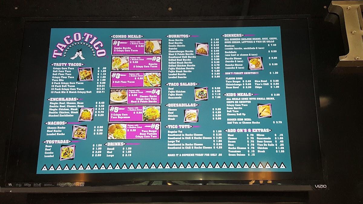 Menu at Taco Tico restaurant, Topeka, SW 17th St